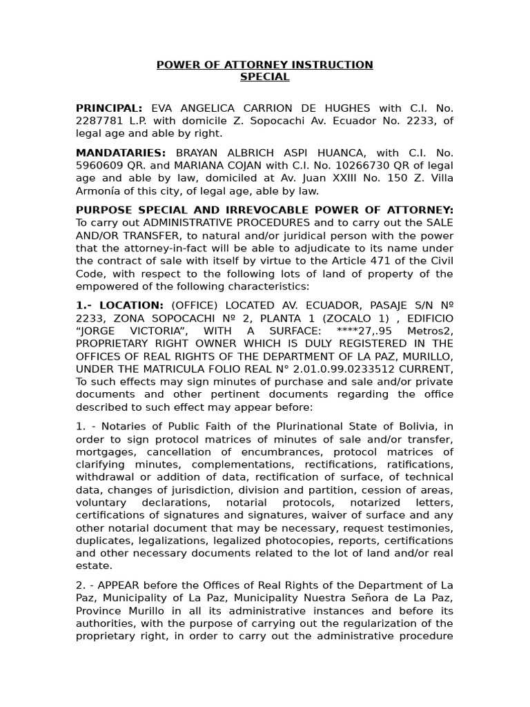 Power of Attorney Instruction | PDF | Notary Public | Power Of Attorney