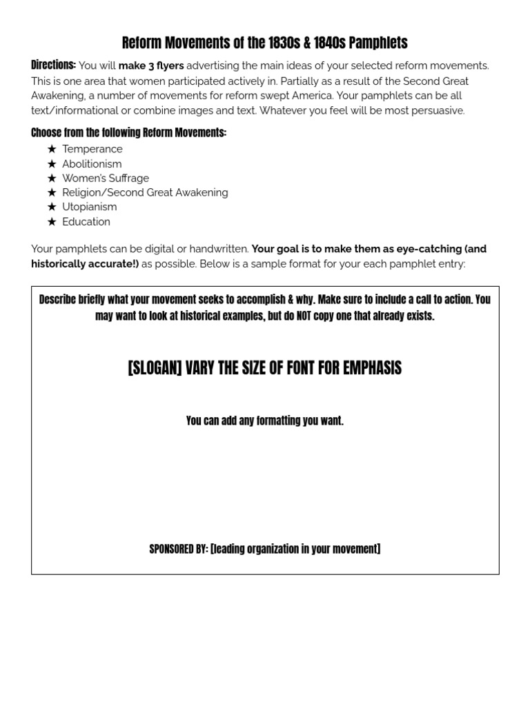 Reform Movements Pamphlet Guide | PDF | Career & Growth | Social Science