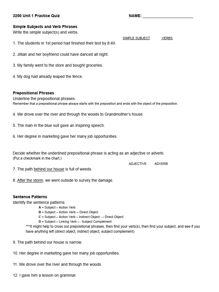 Unit 1 Practice Test For 3200 Unit | PDF | Language Arts & Discipline