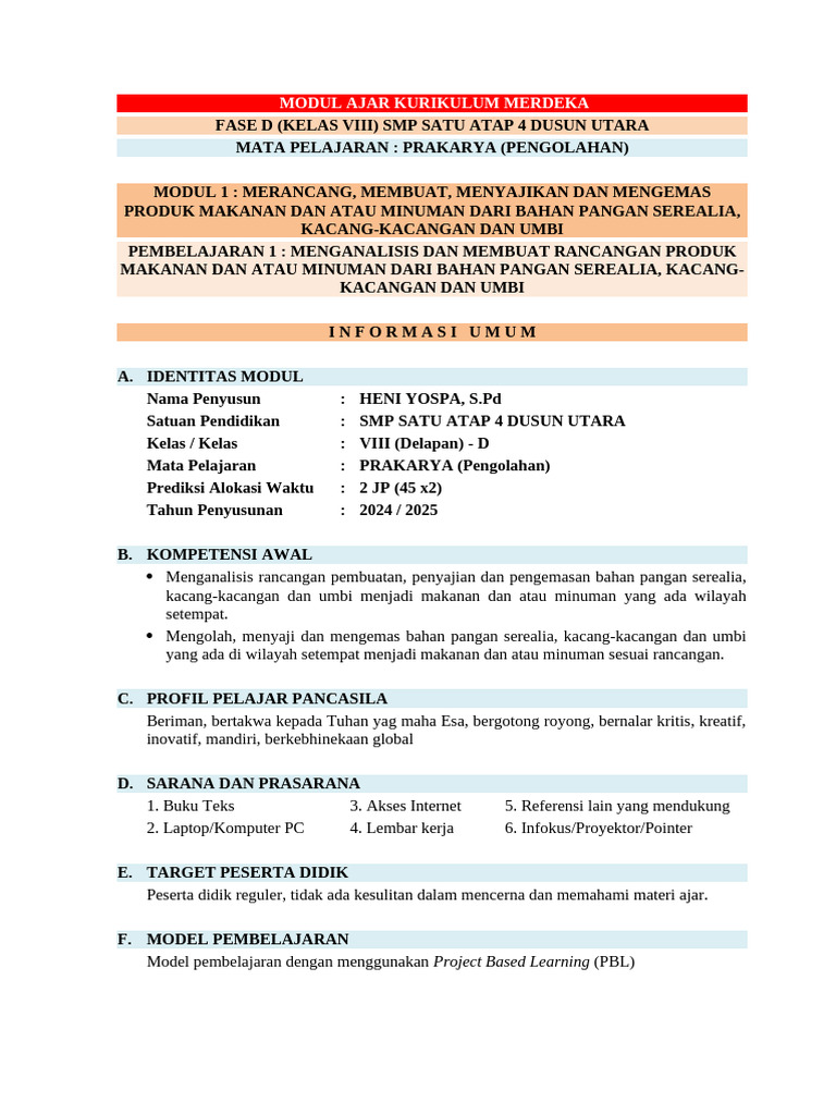 MODUL KUMER Model PBL PAKAI | PDF | Karier & Perkembangan