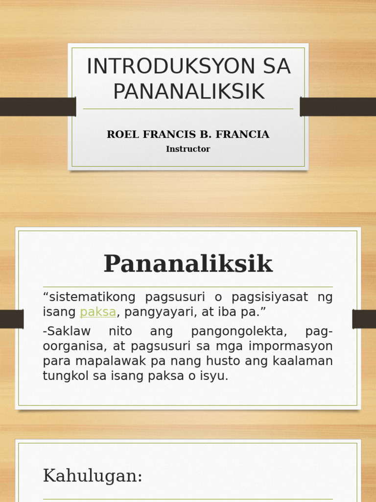 Introduksyon Sa Pananaliksik | PDF