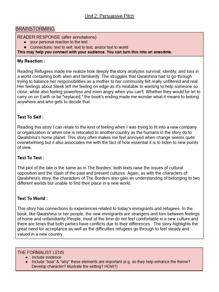 Short Story Persuasive Pitch Organizer by Riddhiman | PDF | Narrative