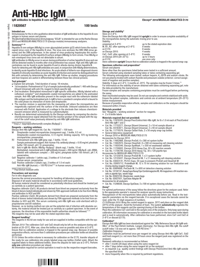 Anti-HBc IgM | PDF | Hepatitis B | Antibody