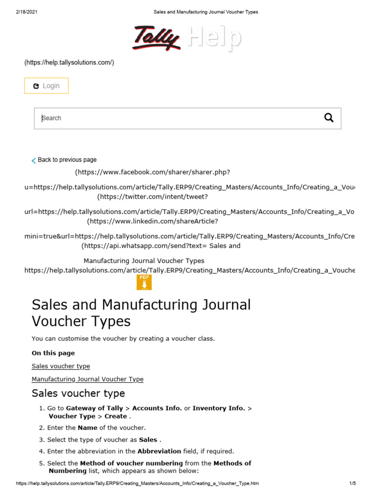 Sales and Manufacturing Journal Voucher Types | PDF | Voucher | Point ...