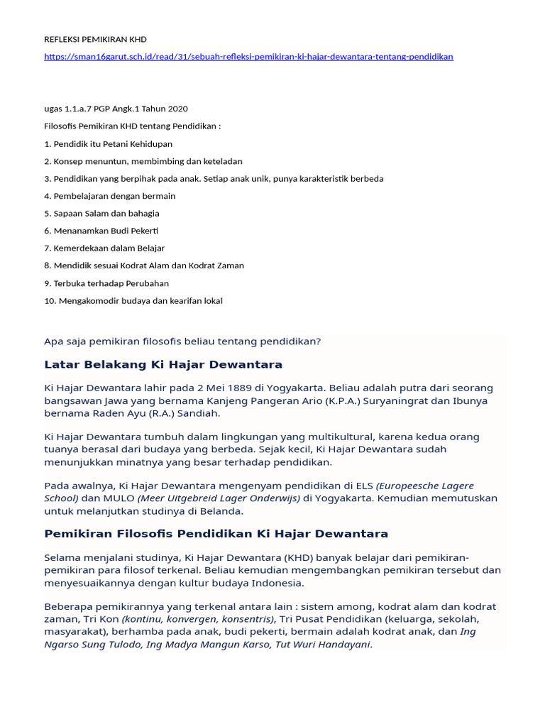 Rangkuman Pemikiran KHD | PDF | Kesehatan Holistik | Sains & Matematika