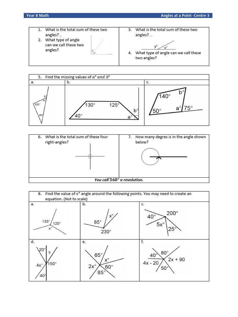 Angles at A Point C3 | PDF