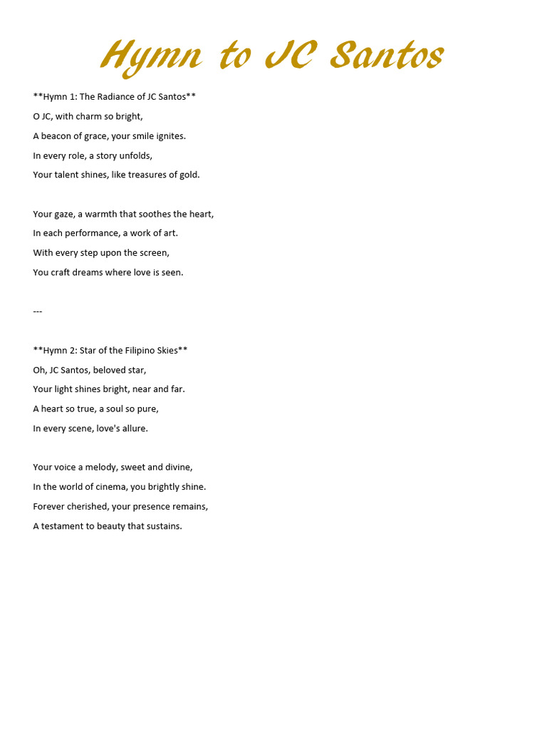 Hymns To JC Santos | PDF | Art | Poetry