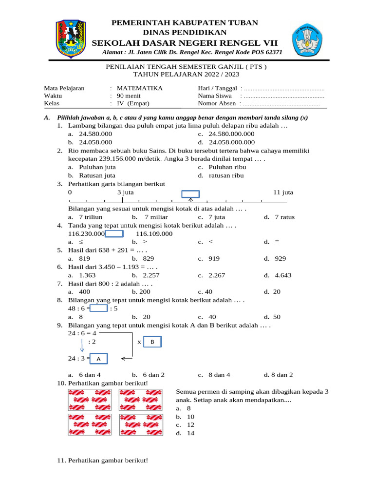 Soal Pts Mat Kelas 4 KM | PDF | Metode & Bahan Ajar