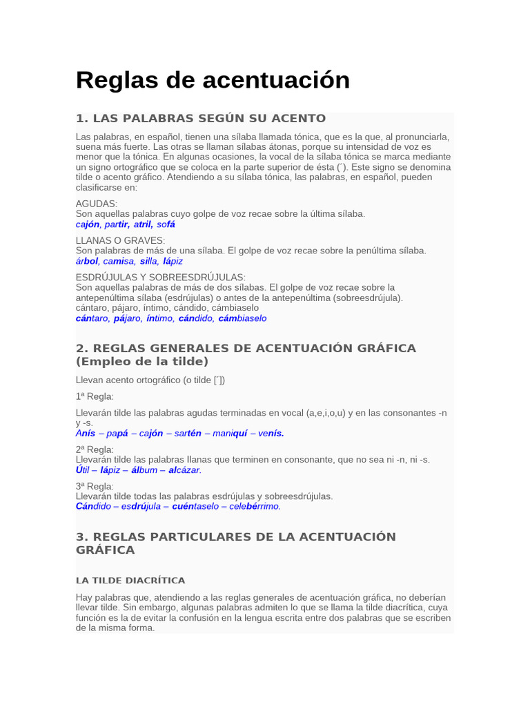 Reglas de Acentuación en Español | PDF | Lingüística | Fonética