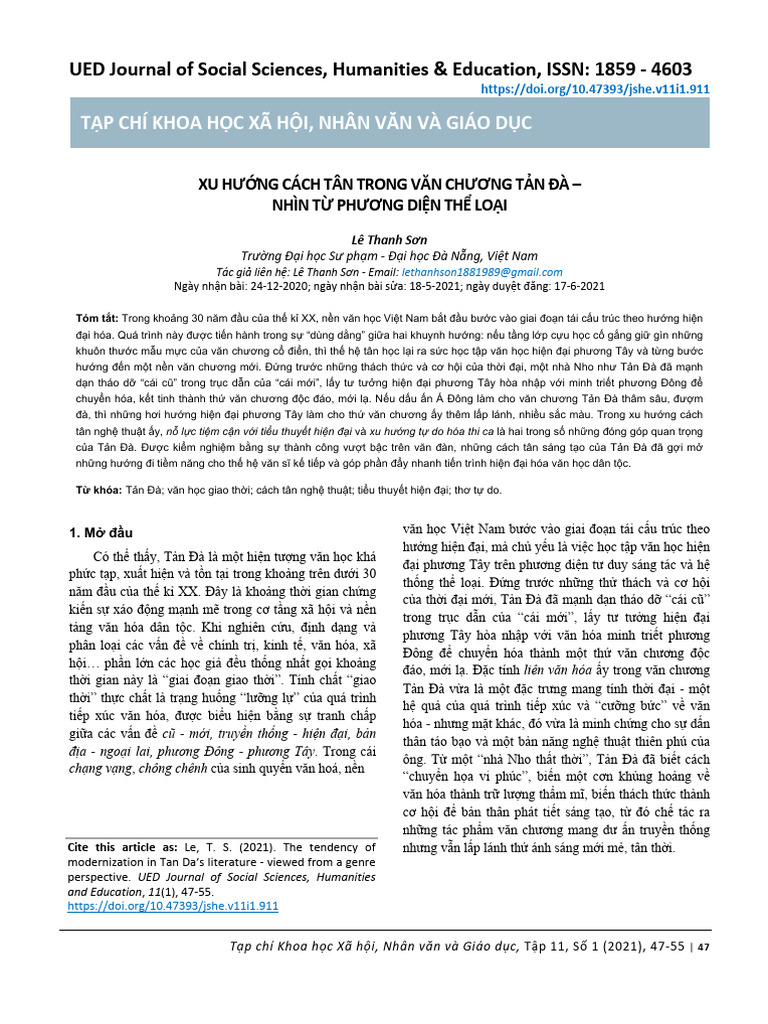 The Tendency of Modernization in Tan Da | PDF
