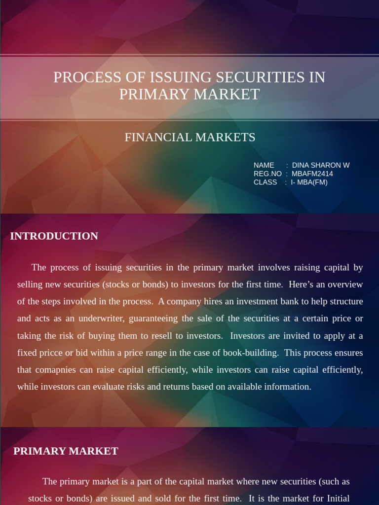 Process of Issuing Securities in Primary Market | PDF | Securities ...