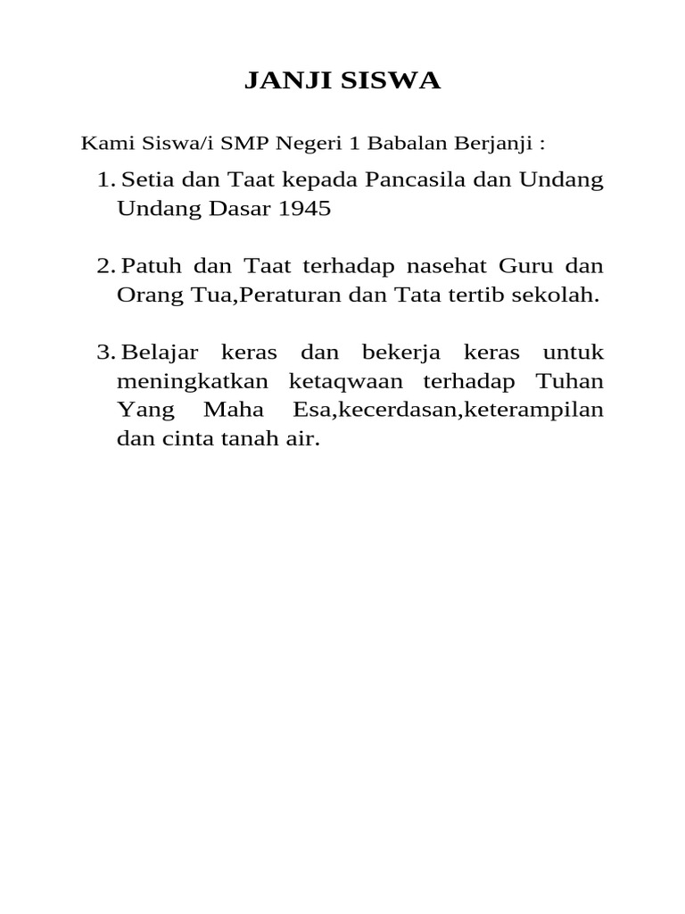Janji Siswa | PDF