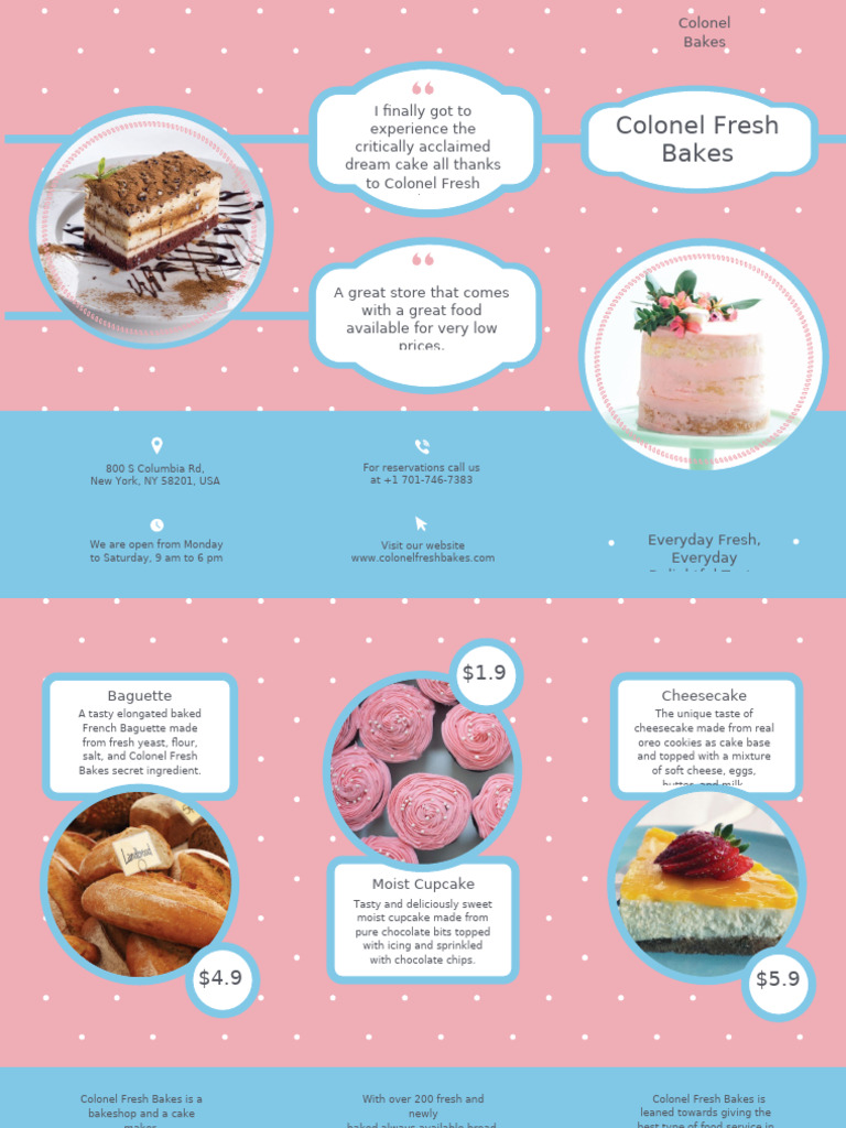 Cake Bakery Tri-Fold Brochure Front A4 | PDF | Cakes | Cupcake