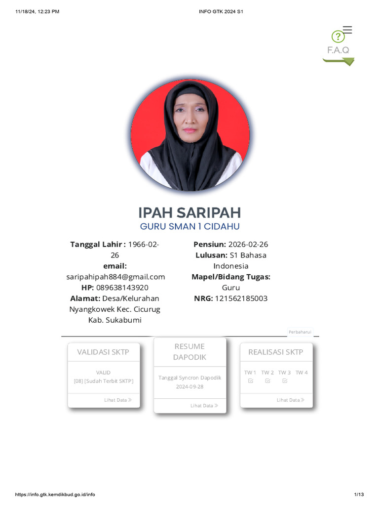 Info GTK - Ipah Saripah | PDF
