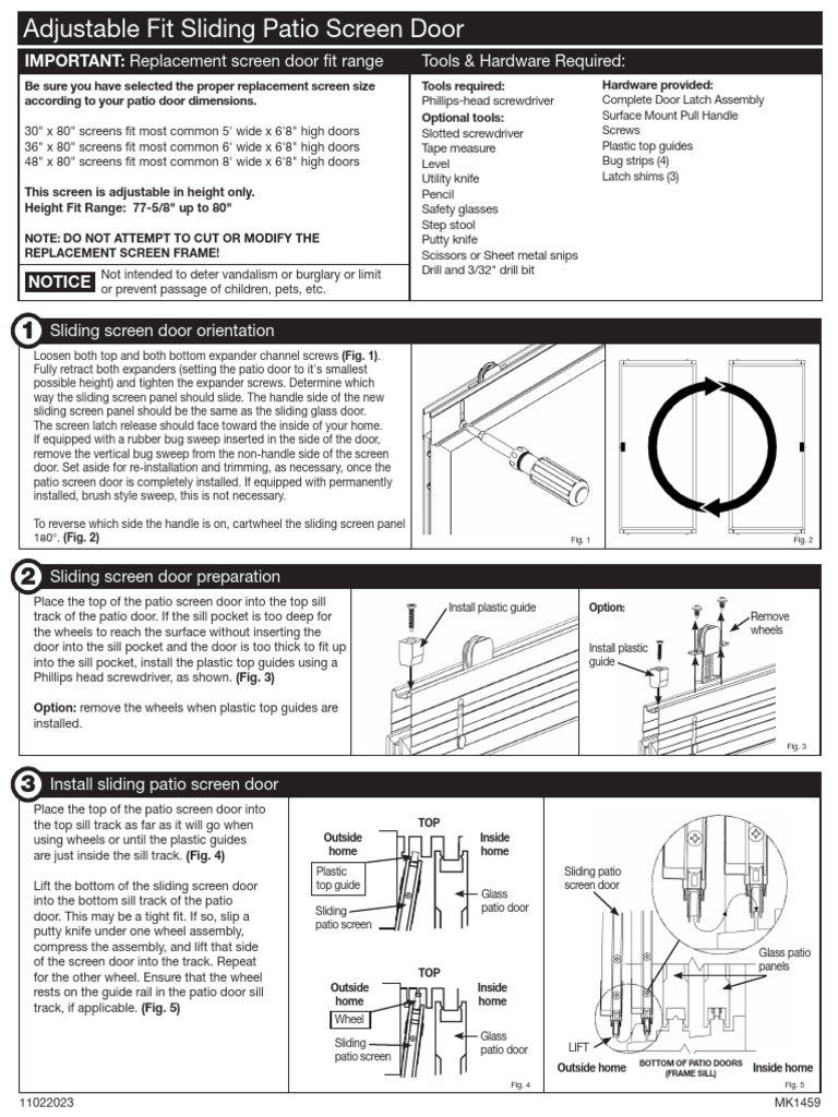 MK1459 PSD AdjFit Install Instructions 11022023 | PDF | Door | Screw