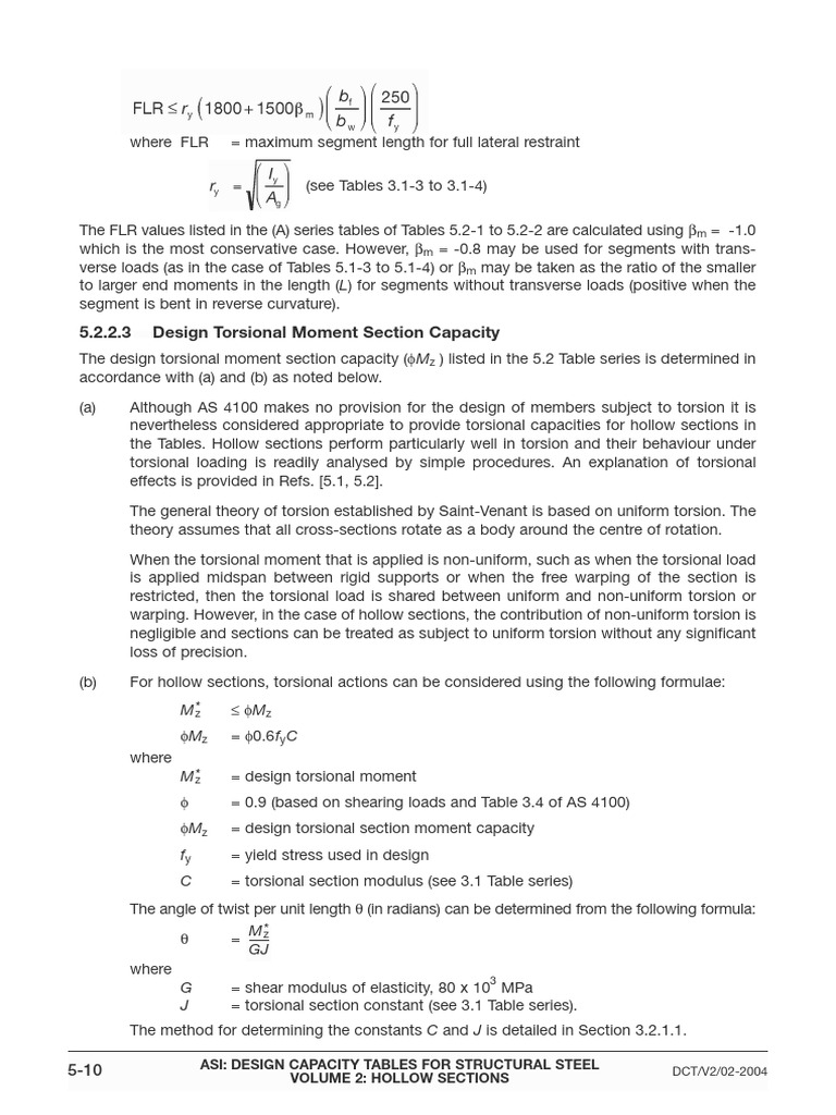 Design Torsional Moment Section Capacity of Hollow Sections Bk140 | PDF ...