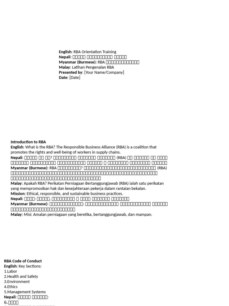 RBA Orientation 4 Language | PDF