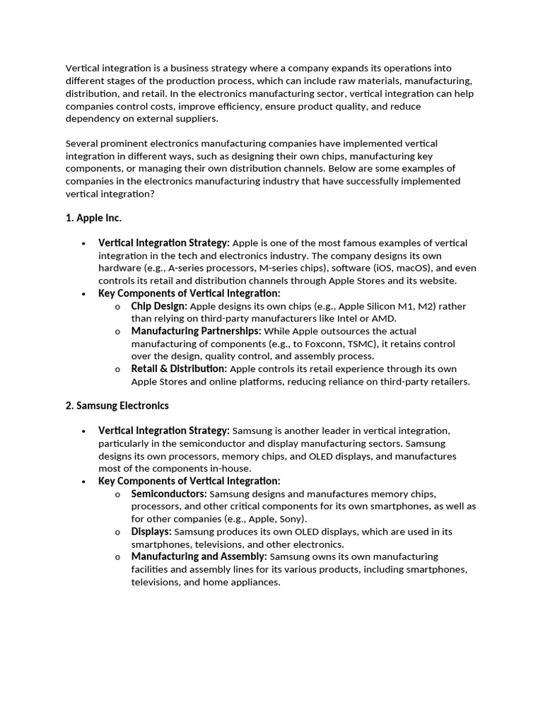 Vertical Integration | PDF | Sony | Supply Chain