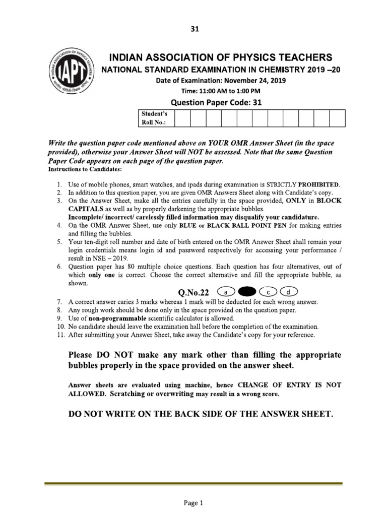 NSEC (19-20) Question Paper | PDF