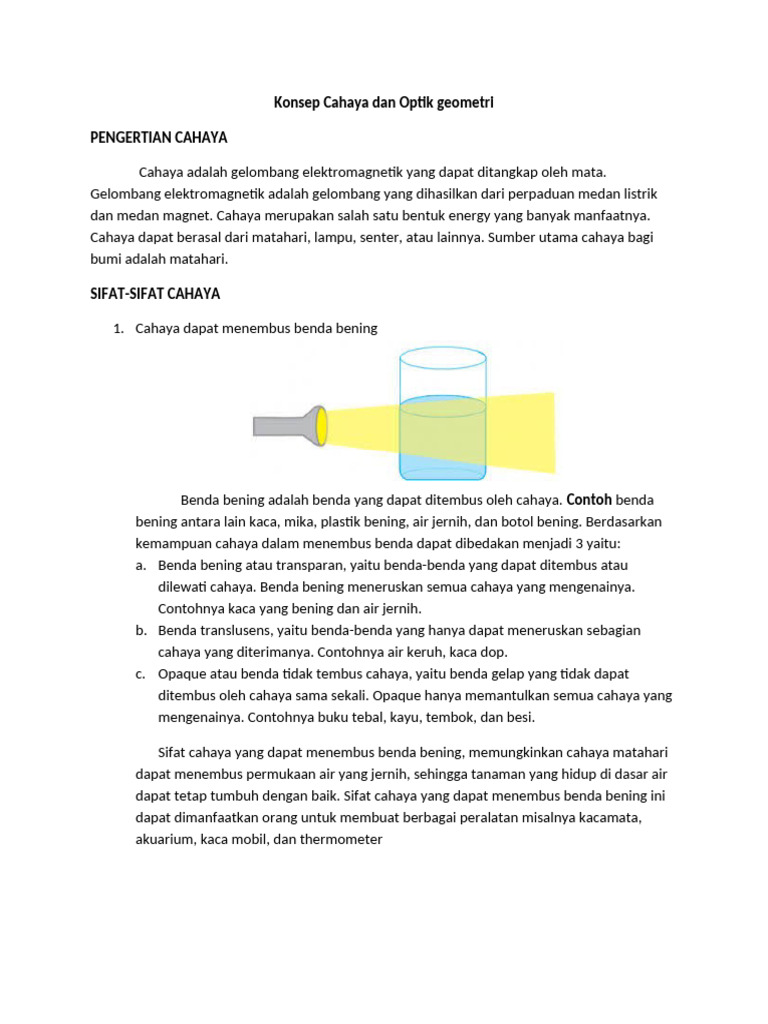 Sifat dan Konsep Cahaya & Optik | PDF | Sains & Matematika