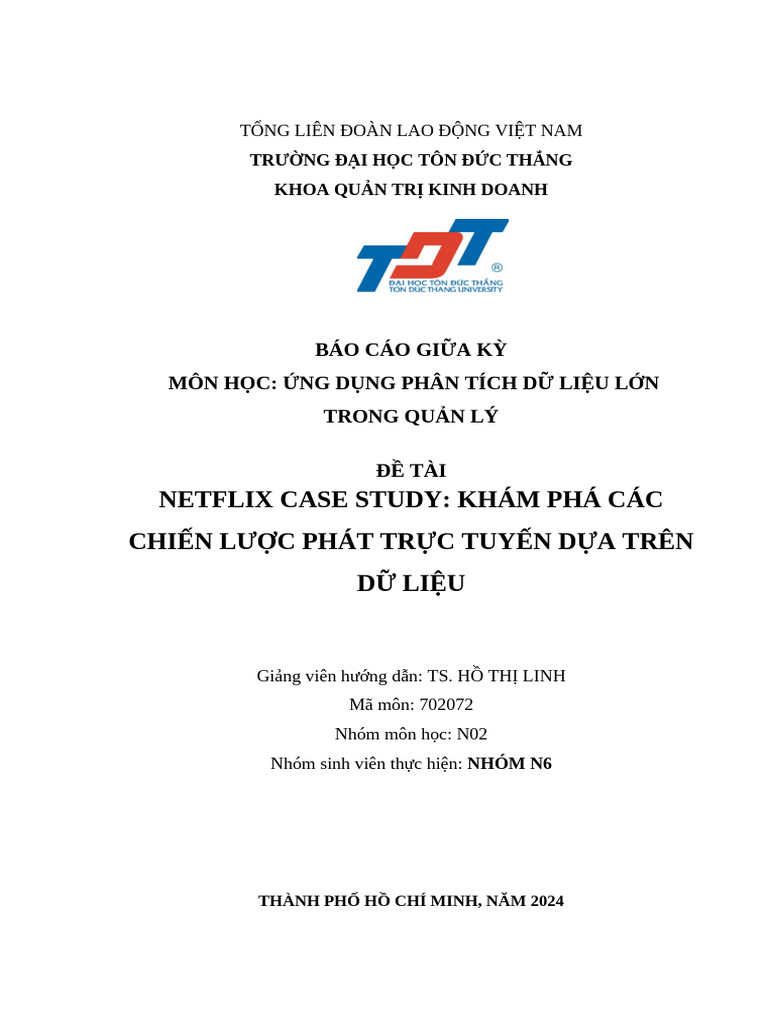 BÁO CÁO GI A K - NETFLIX - Nhóm N6 | PDF