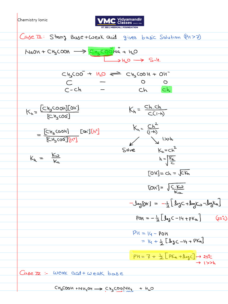 Chemistry Ionic STRONG BASE AND WEAK ACID | PDF