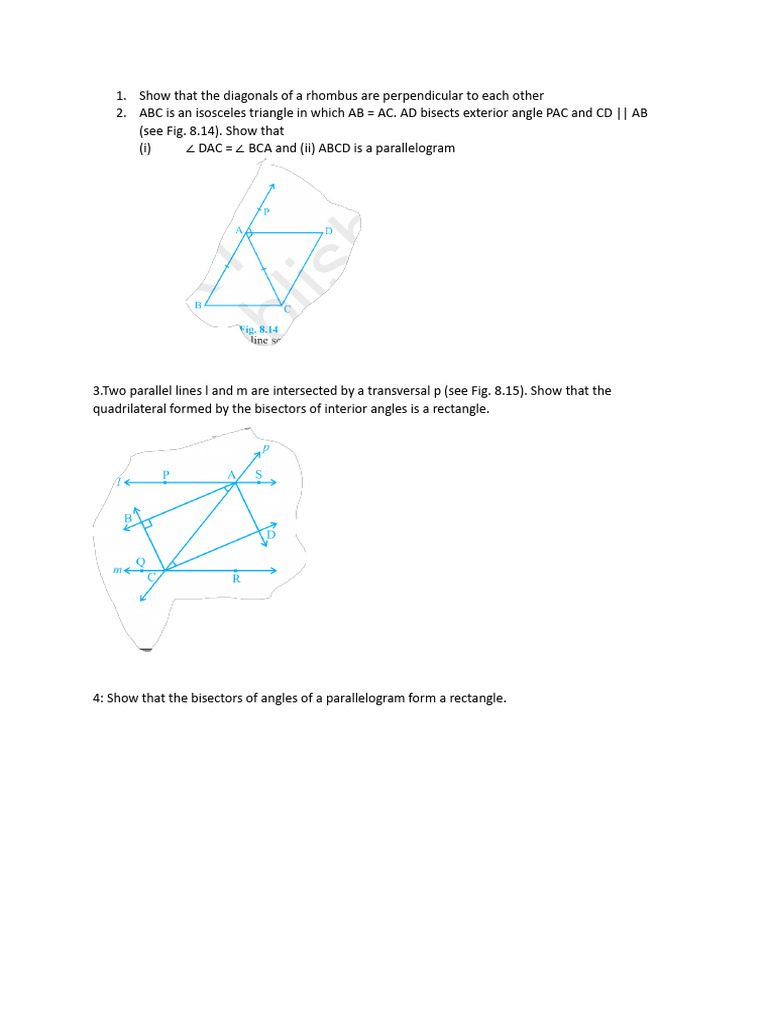 Show That The Diagonals of A Rhombus Are Perpendicular To Each Other | PDF
