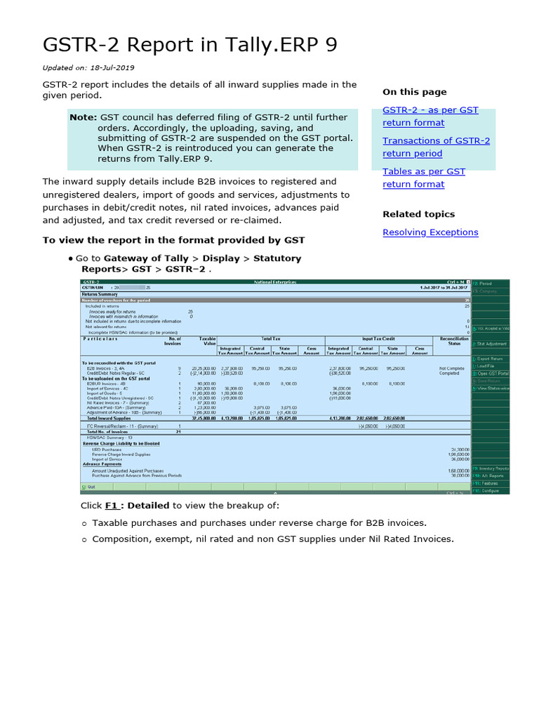 GSTR-2 Report in Tally - Erp 9 | PDF | Debits And Credits | Voucher