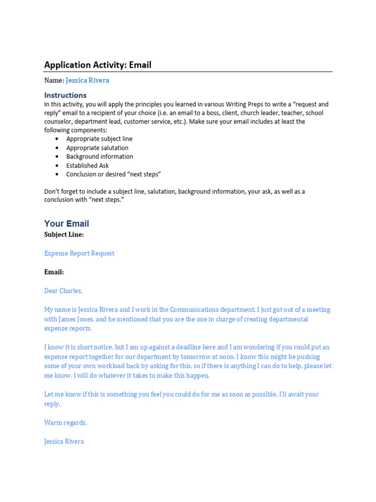 Pc102 w06 Applicationactivity Email Sample | PDF