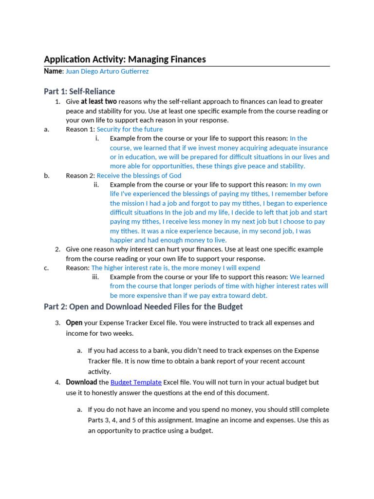 pc101 w05 Applicationactivity Managingfinances | PDF | Budget | Expense