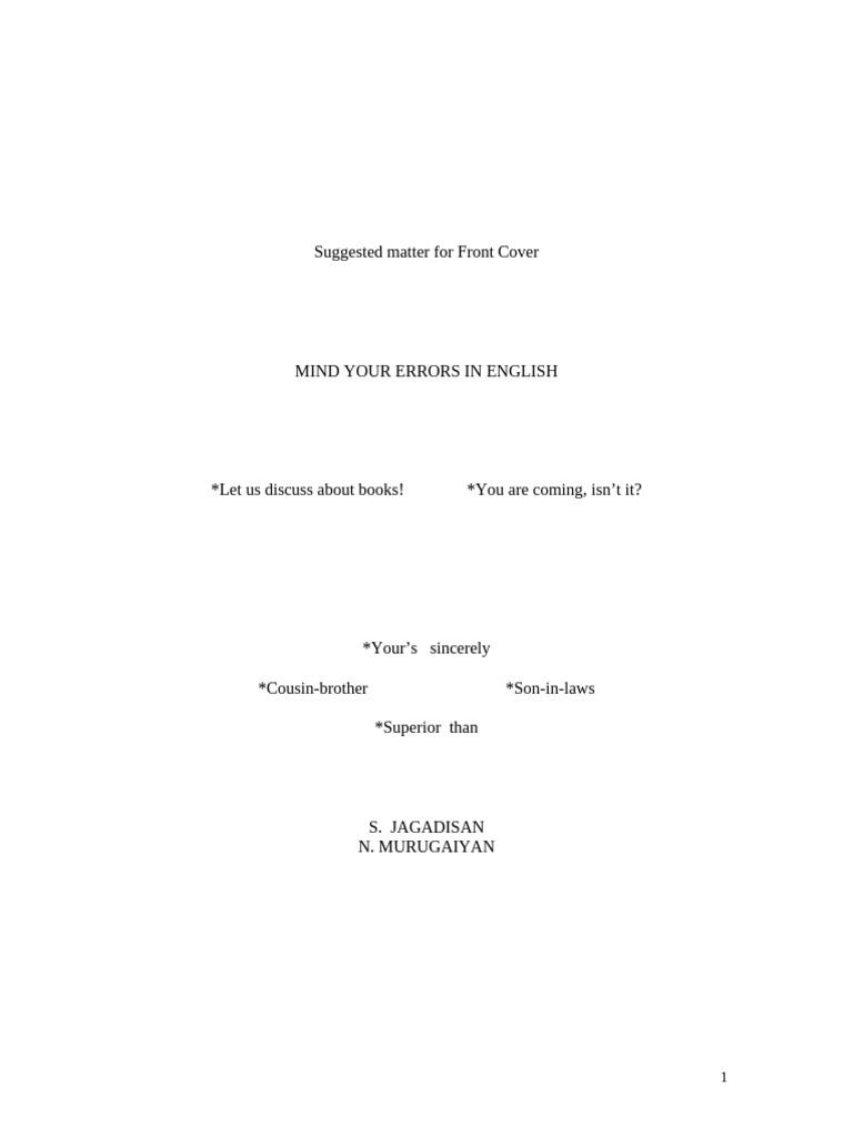 Common Errors in English | PDF | Grammatical Number | Verb