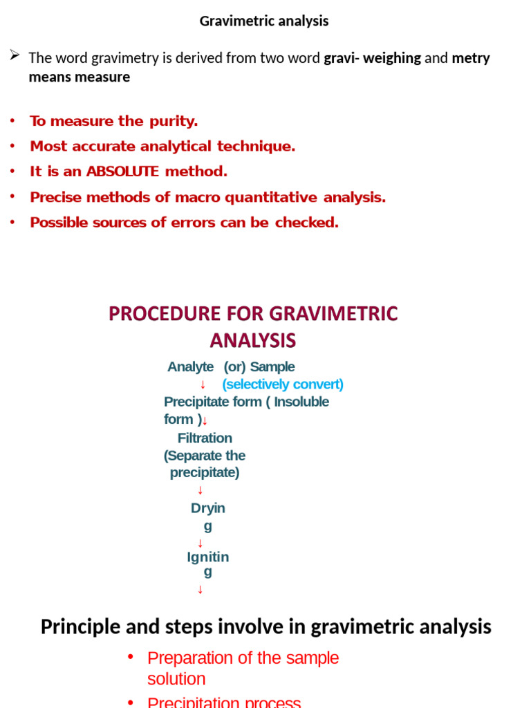 Gravimetric Analysis | PDF | Precipitation (Chemistry) | Filtration