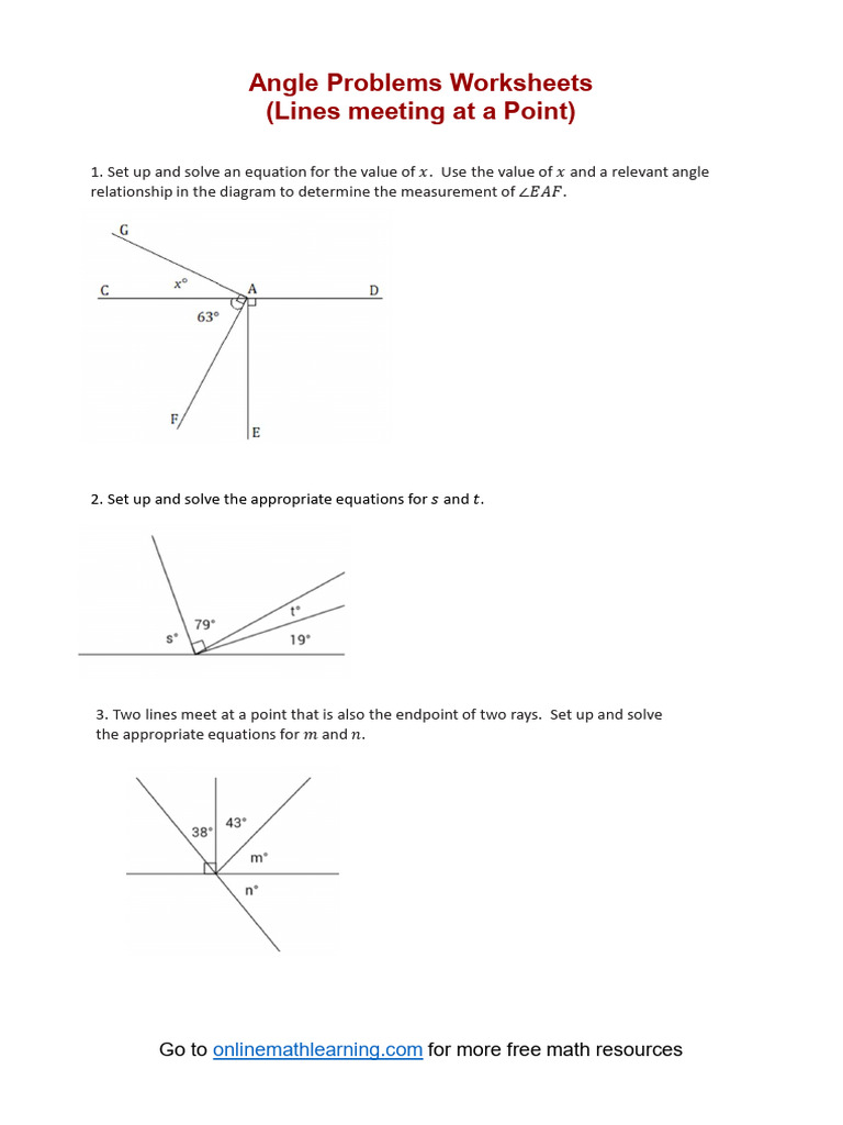 Angles at Point Worksheet2 | PDF | Angle