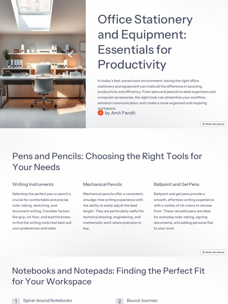 Office Stationery and Equipment Essentials For Productivity | PDF ...