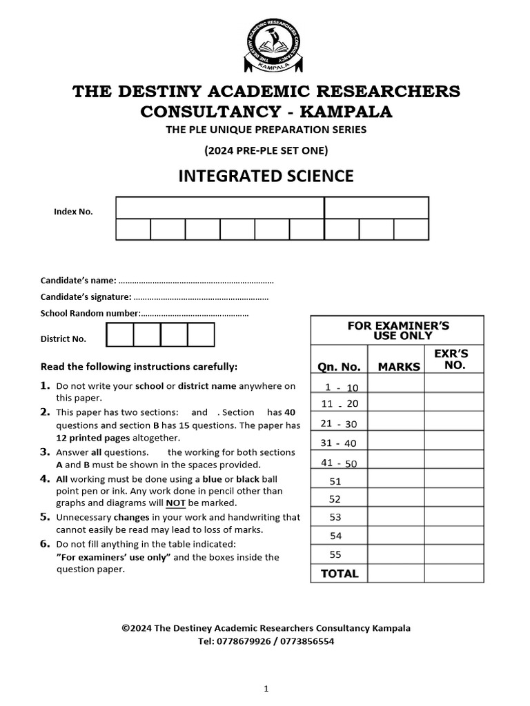 Destiny Science Mock | PDF | Leaf | Sound