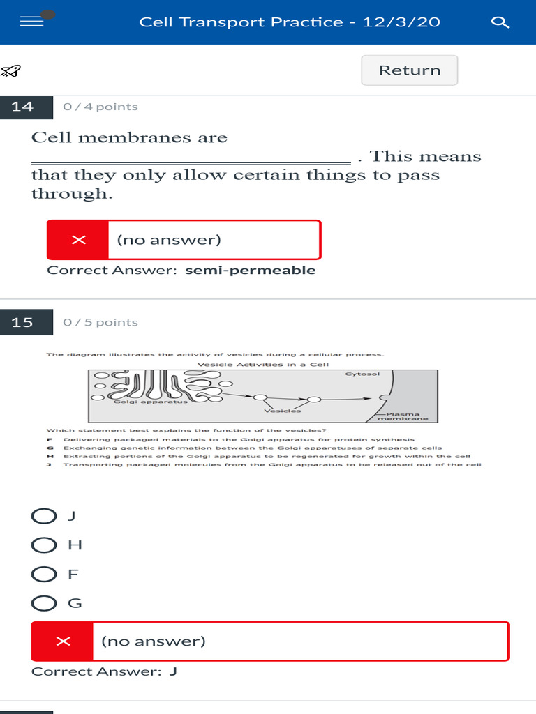 Cell Transport Practice - 12320 | PDF