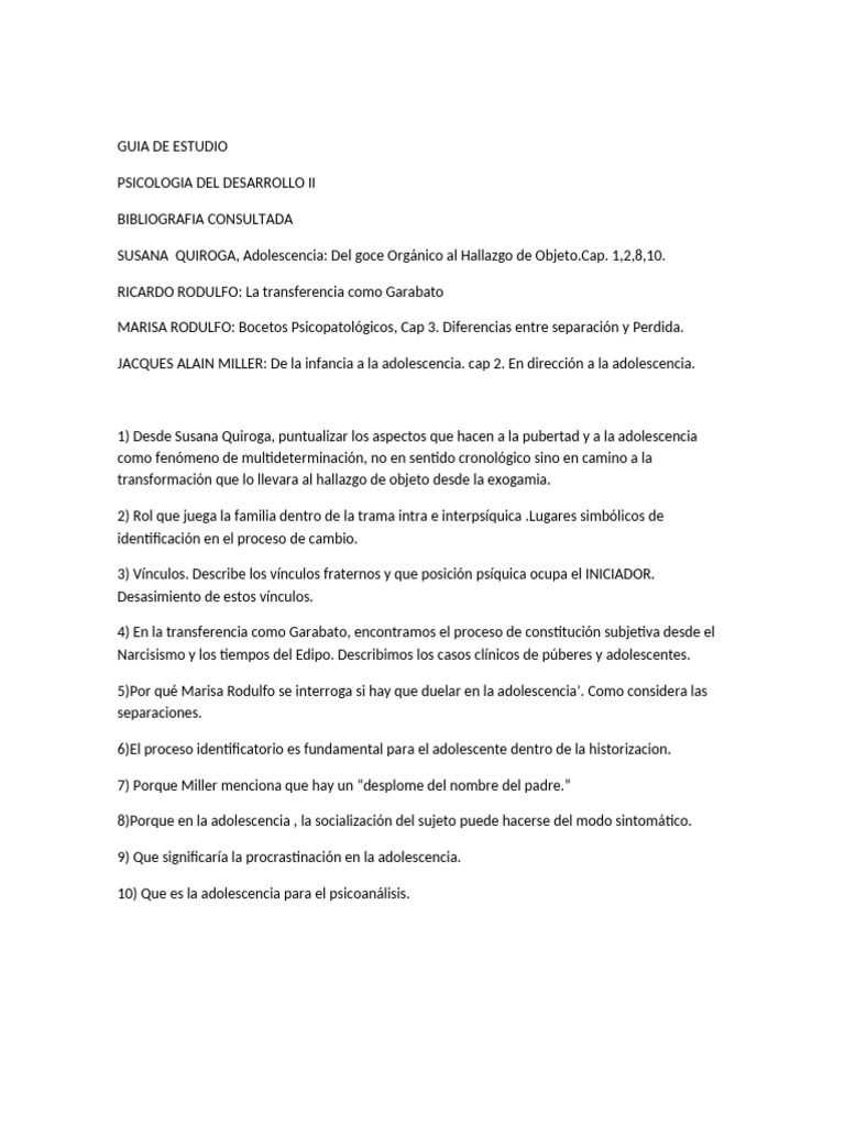 GUIA DE ESTUDIO Desarrollo2 | PDF