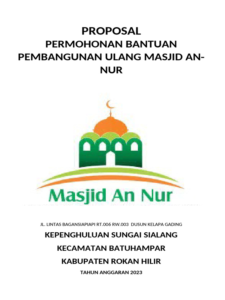 Proposal Masjid An-Nur | PDF