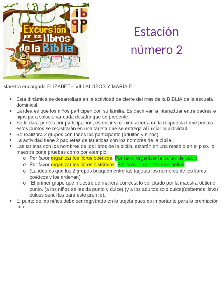 ESTACION 2 Libros de La Bíblia | PDF