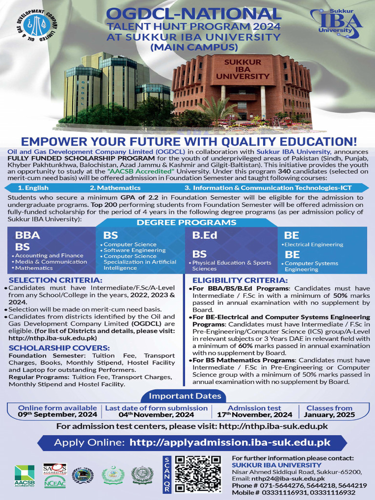 Ogdcl NTHP 2024 Ad Updated (Cmyk) | PDF | Bachelor Of Science