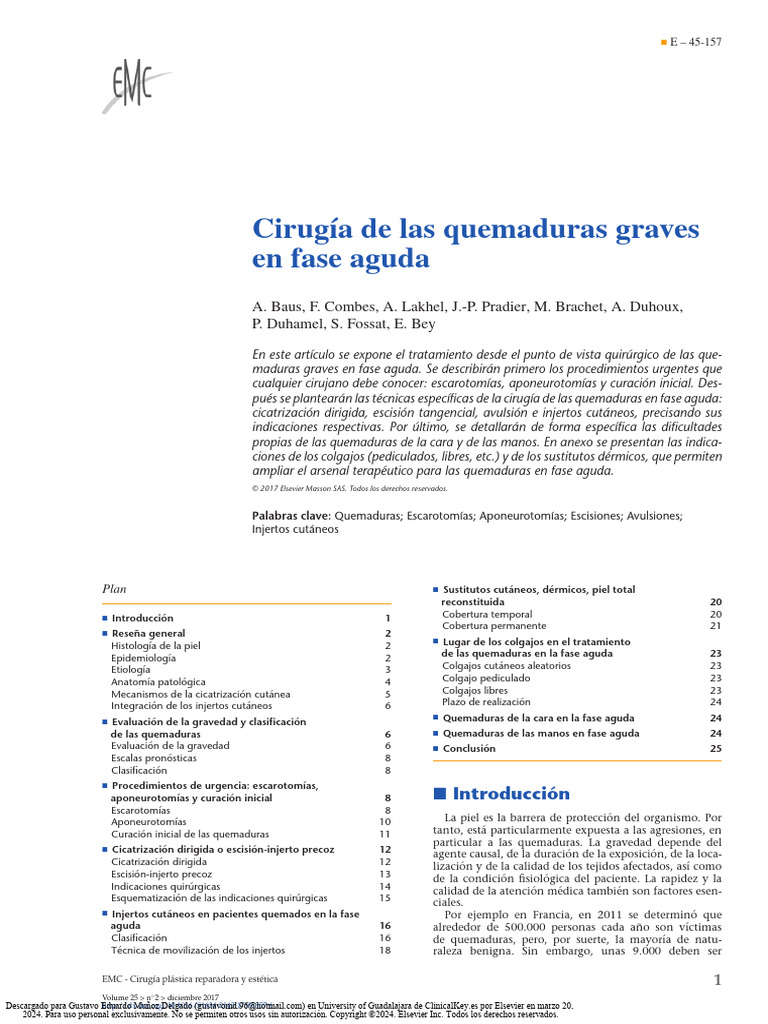 Cirugía de Las Quemaduras Graves en Fase Aguda | PDF | Piel | Quemar