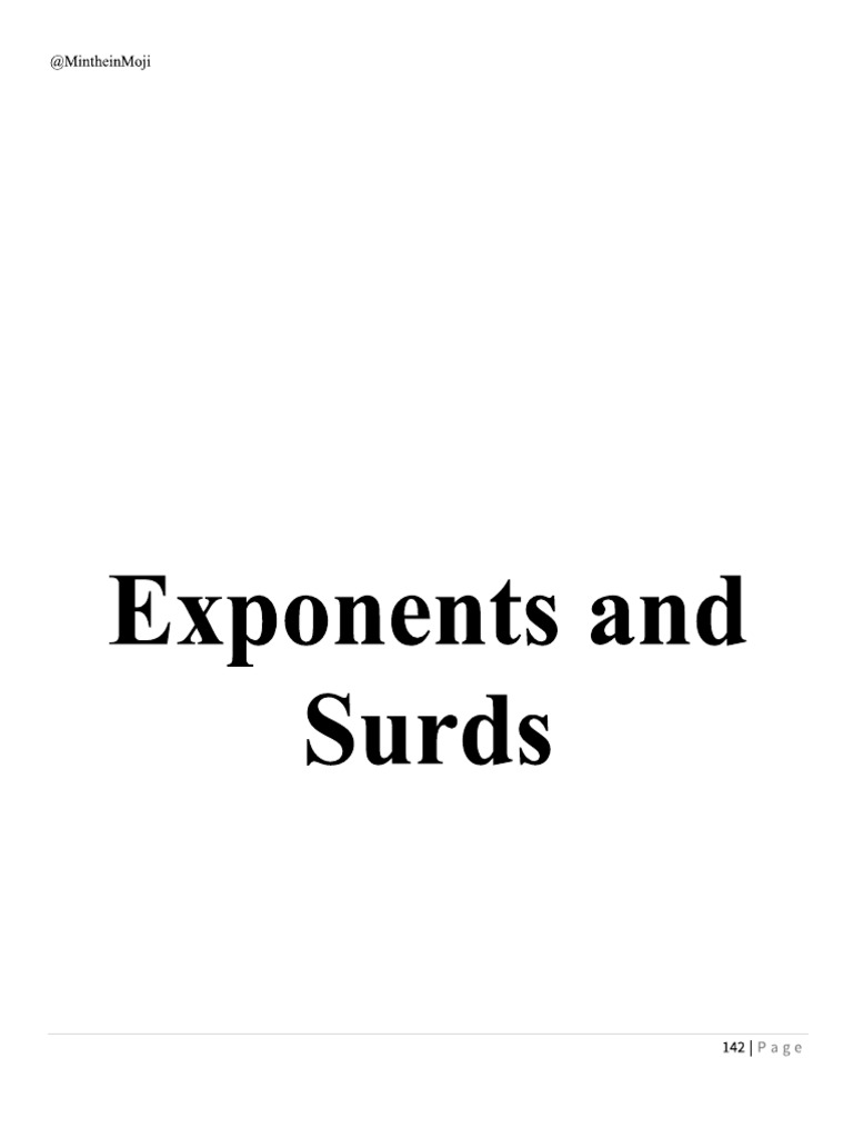 Past Papers (Exponent and Surds) Paper 1 | PDF