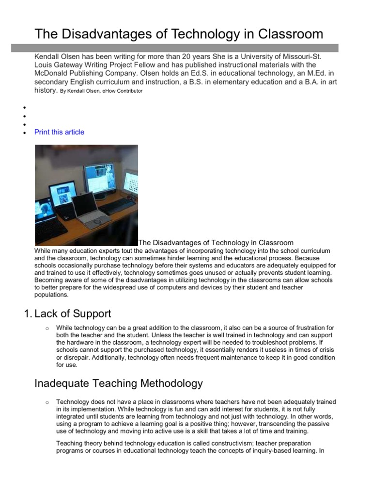 The Disadvantages of Technology in Classroom | PDF | Educational ...