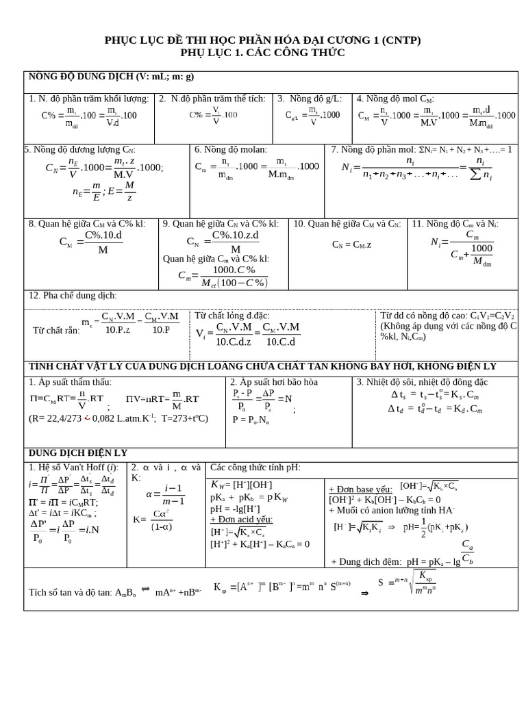 Phụ lục đề thi đinh kèm HDC 1 (CNTP) - 2TC | PDF