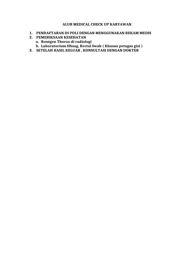 Proses Medical Check-Up Karyawan | PDF