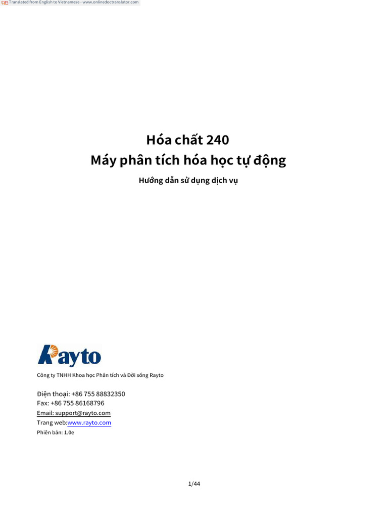 Chemray 240 - Service | PDF