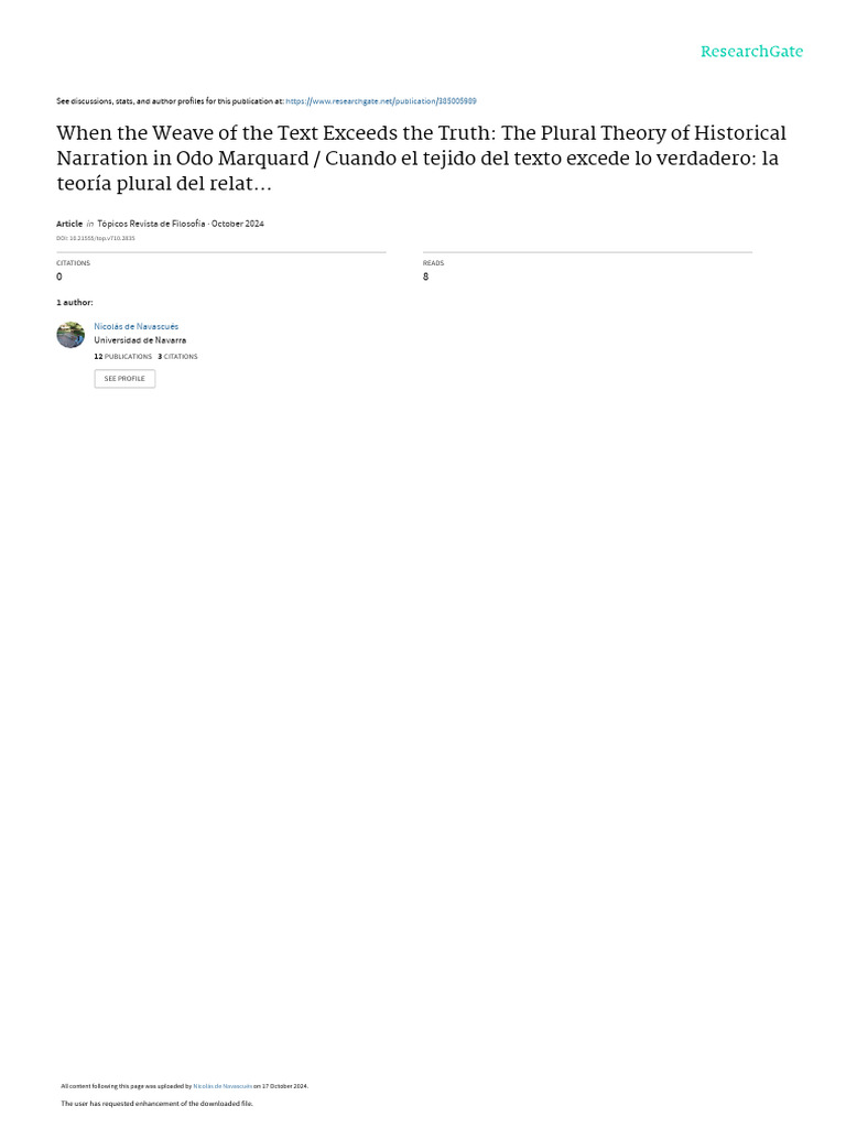 Artculo Marquard | PDF | Verdad | Hannah Arendt