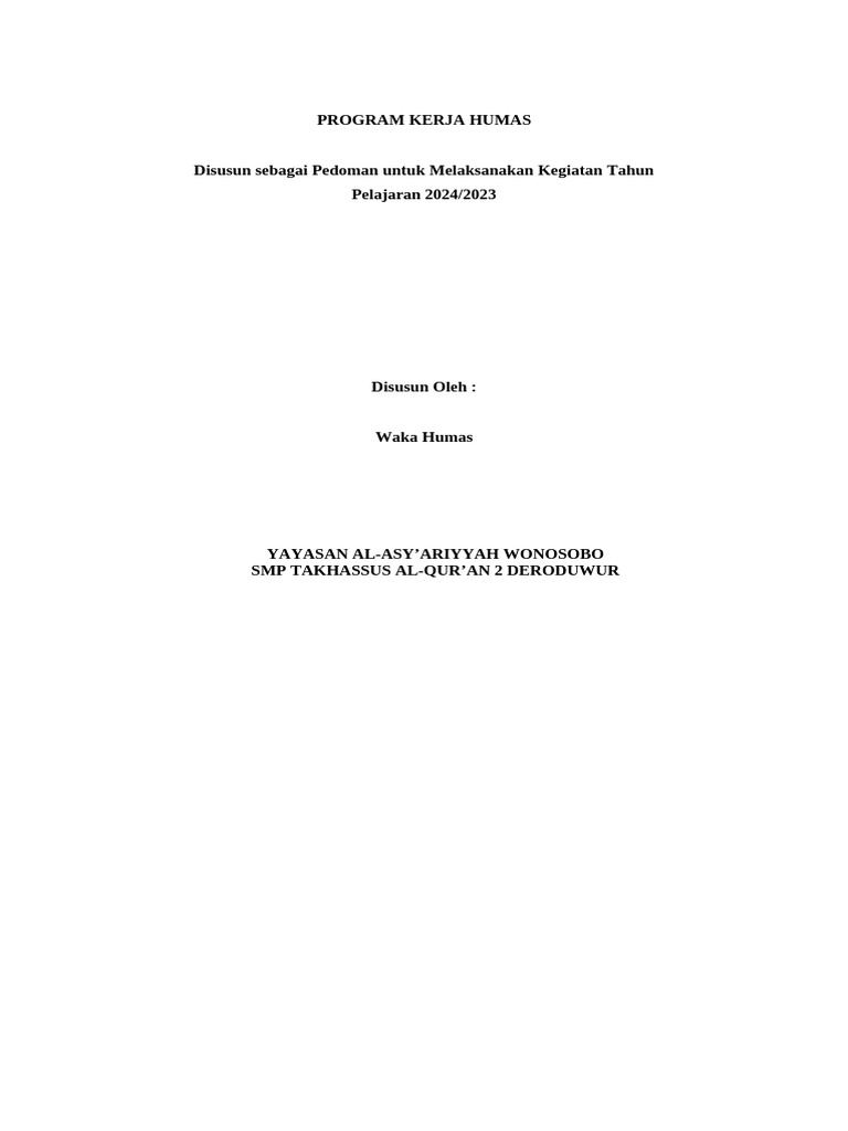 Program Humas | PDF | Ilmu Sosial