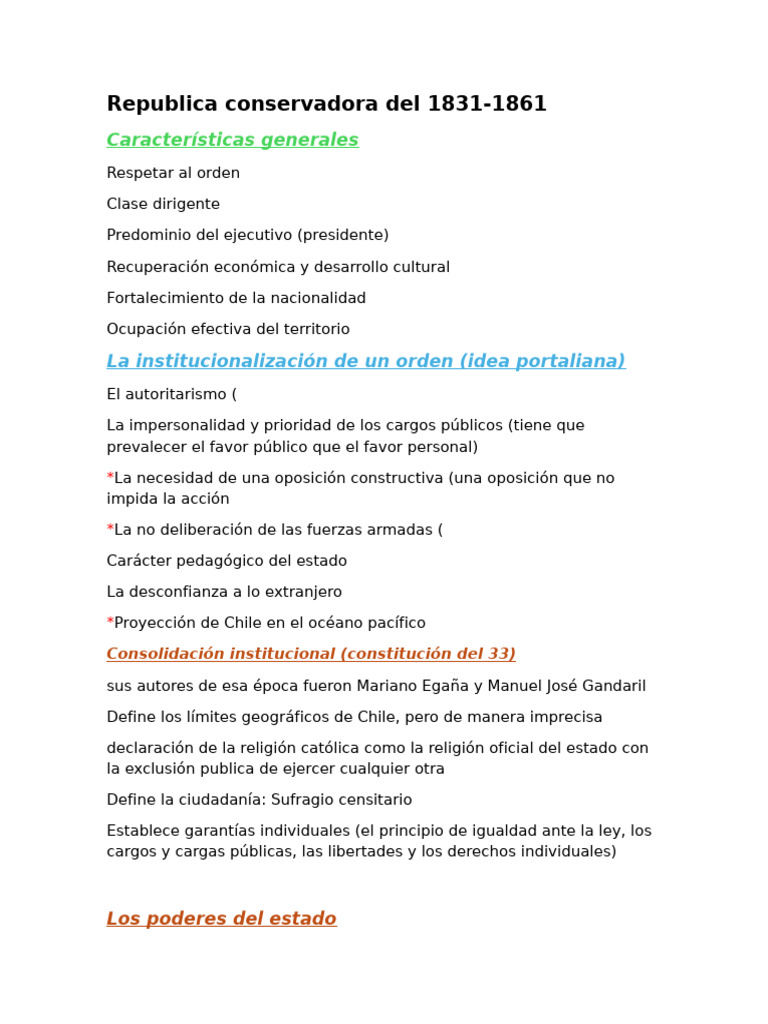 Republica Conservadora Del 1831-1861 | PDF | Chile | Conservatismo