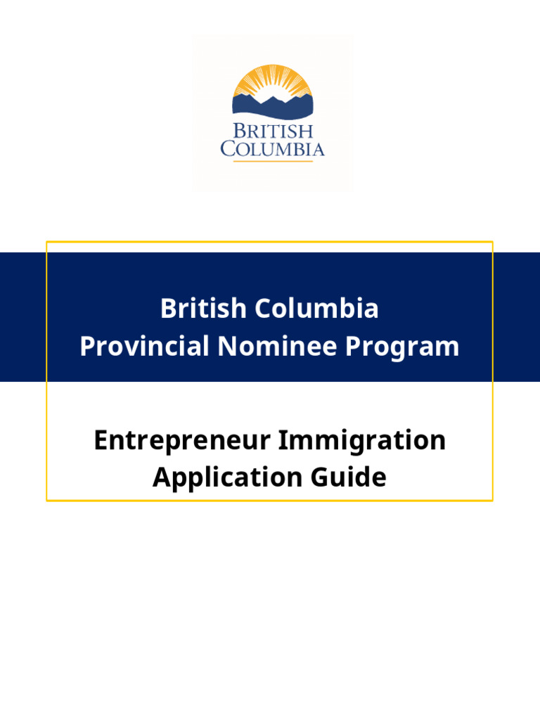 BC PNP Entrepreneur Immigration Application Guide | PDF | Franchising ...
